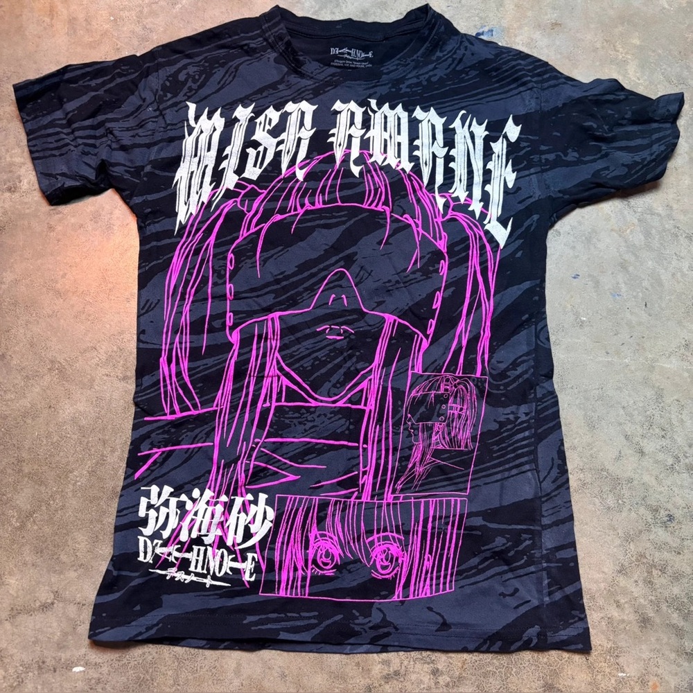 Death Note Misa Swirl Wash Boyfriend Black Pullover T… - Gem